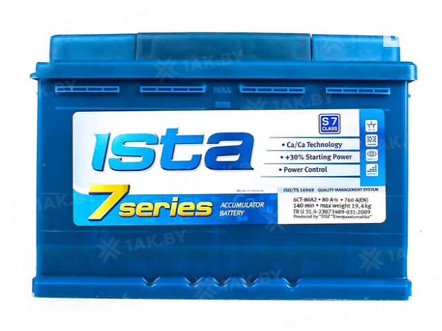 Акумулятор ISTA 7 Series (80 Ah) 760 A, 12 V Зворотна, R+ L3 | Купити на Запчастини RIA.com