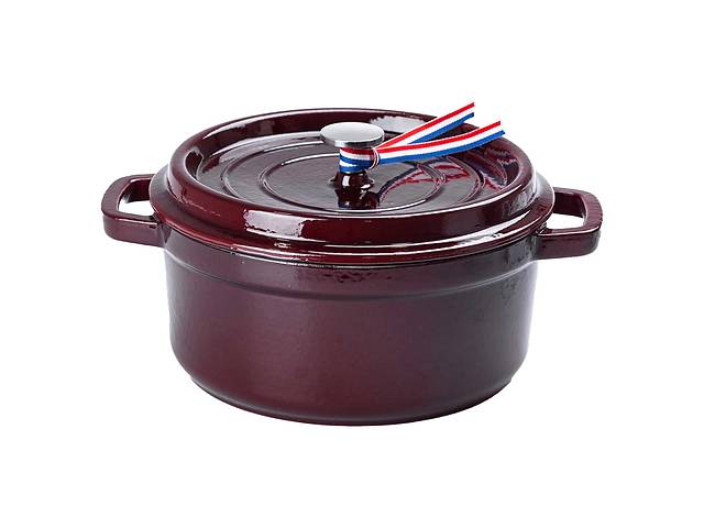 Кокотница чугунная TS Kitchen с эмалированным покрытием темно-красный ...