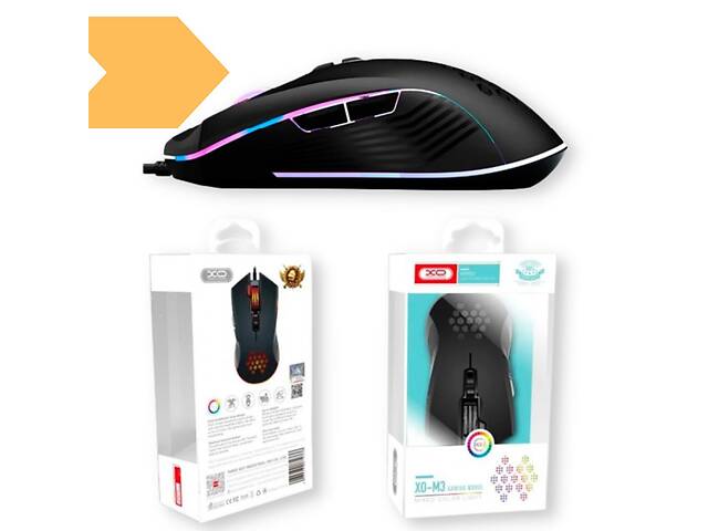 Компьютерная проводная мышь XPRO M3 RGB 3200 DPI с подсветкой black ...
