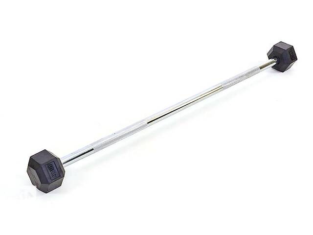 Штанга фиксированная прямая обрезиненная planeta-sport Rubber Hexagon ...