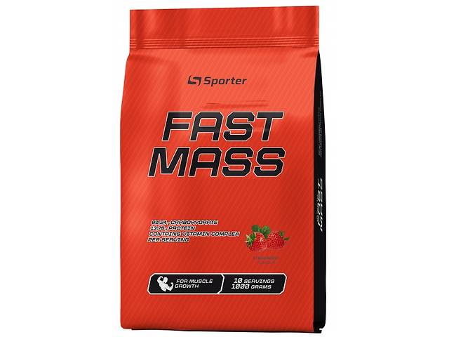 Гейнер Sporter Fast Mass 1000 g /10 servings/ Strawberry - Гейнеры в Киеве на RIA.com