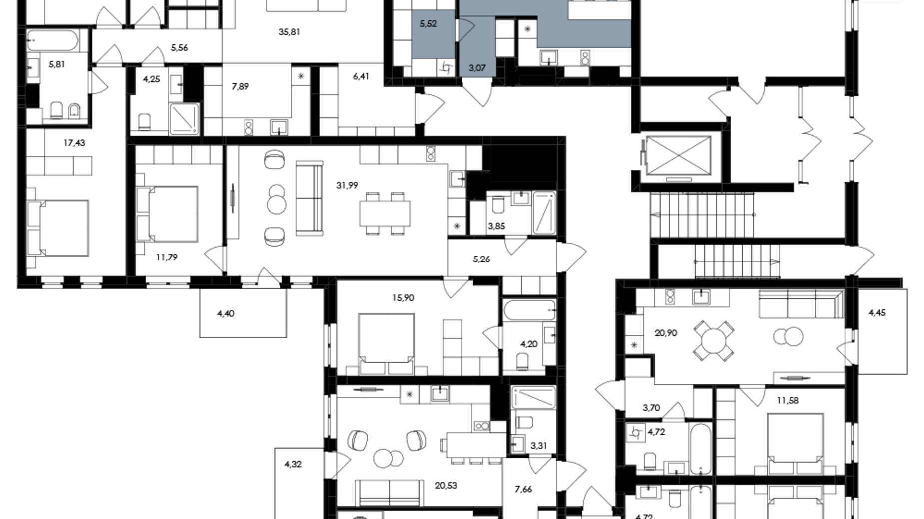 ЖК Avalon Holiday, Сокільники: однокімнатне планування 57 м² (секція 24 ...