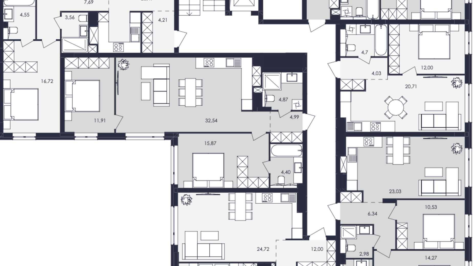 ЖК Avalon Holiday, Сокільники: двокімнатне планування 75 м² (секція 16 ...